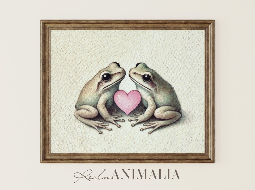 Frogs Watercolor Art Print, Cute Frog Couple Drawing, Nursery Animals ...
