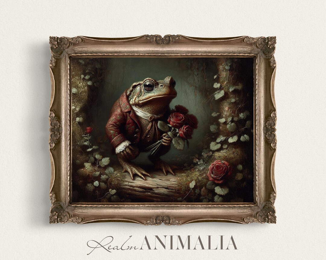 Vintage Romantic Storybook Toad Art Print, Moody Fairytale Printable ...
