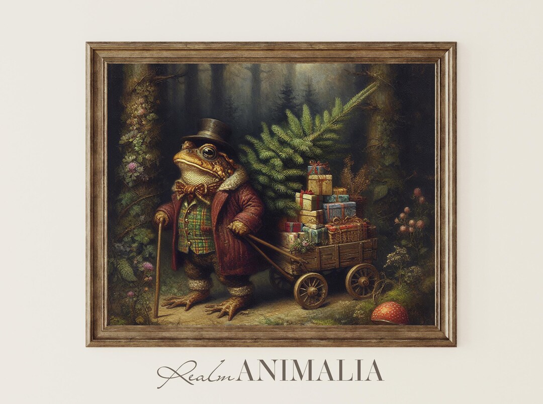 Christmas Toad Painting, Moody Storybook Wall Art, Printable Christmas ...