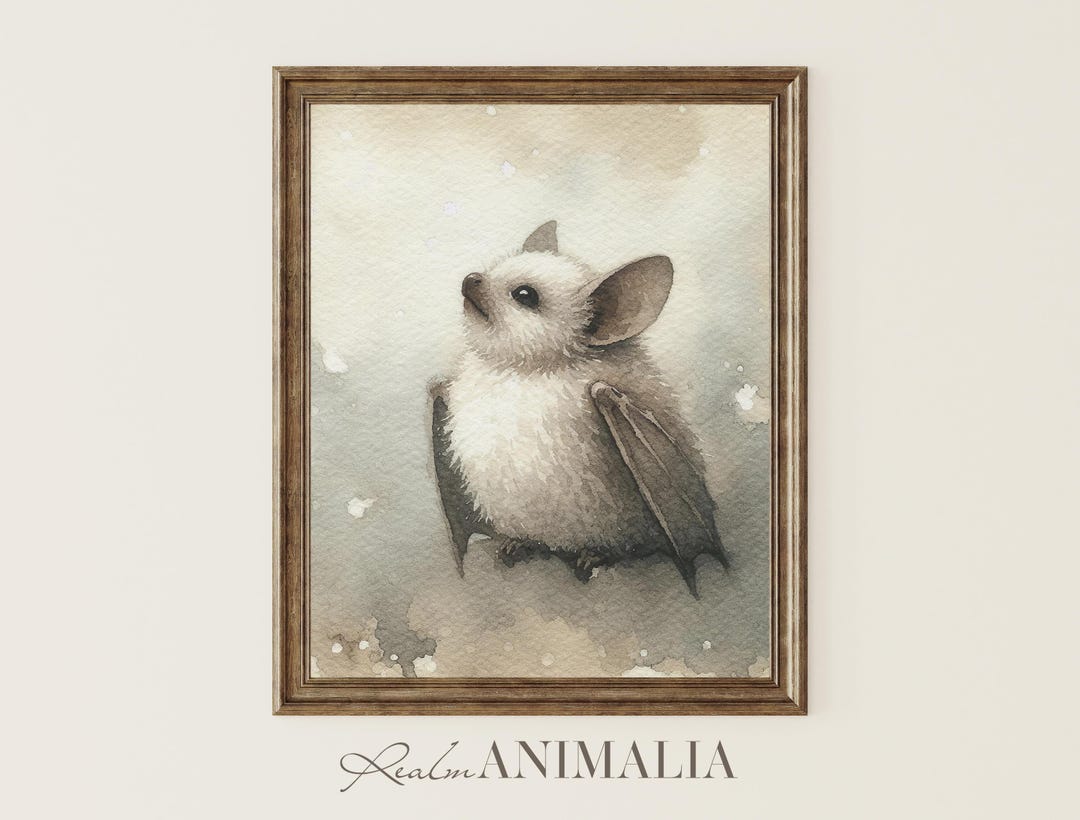 Bat Watercolor Painting, Cute Bat Illustration Printable Wall Art, Baby ...
