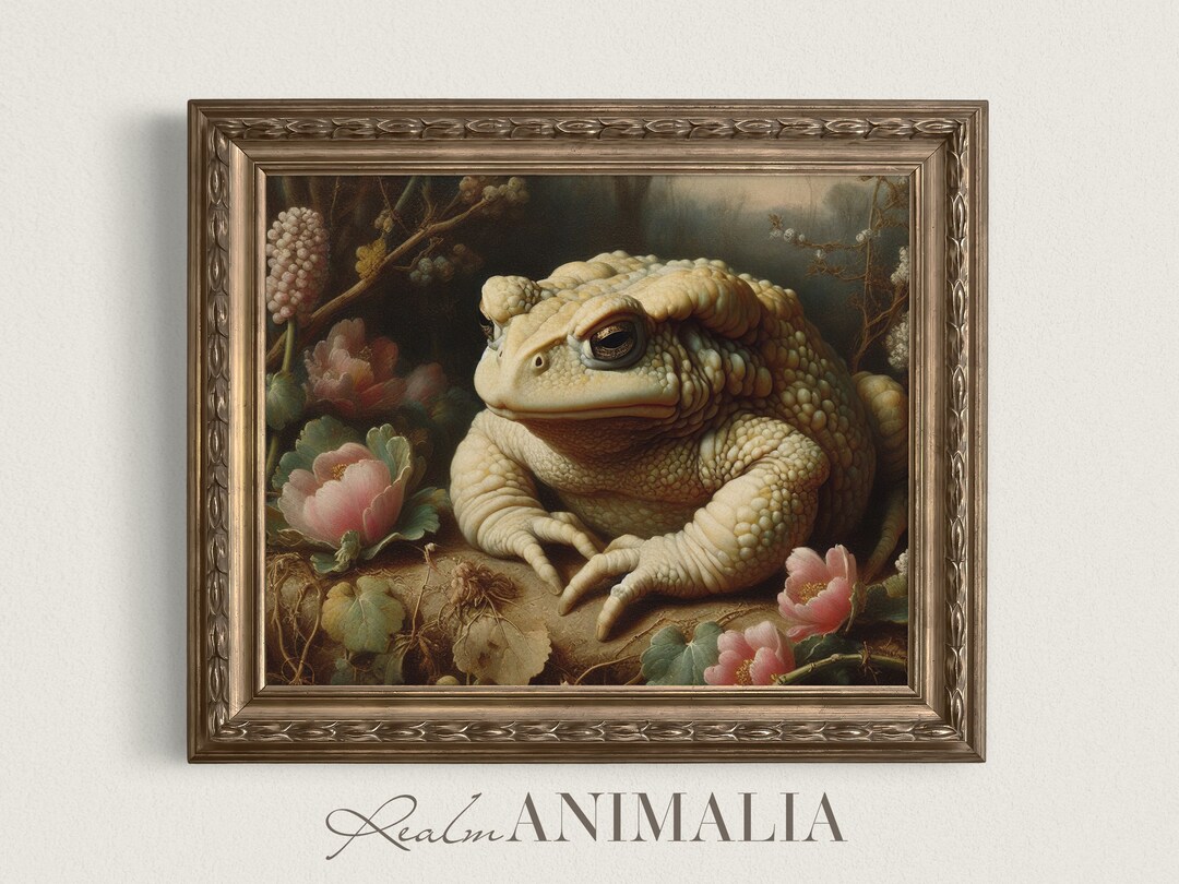 Vintage Toad Print | Moody Cottagecore Pale Frog Printable Wall Art ...