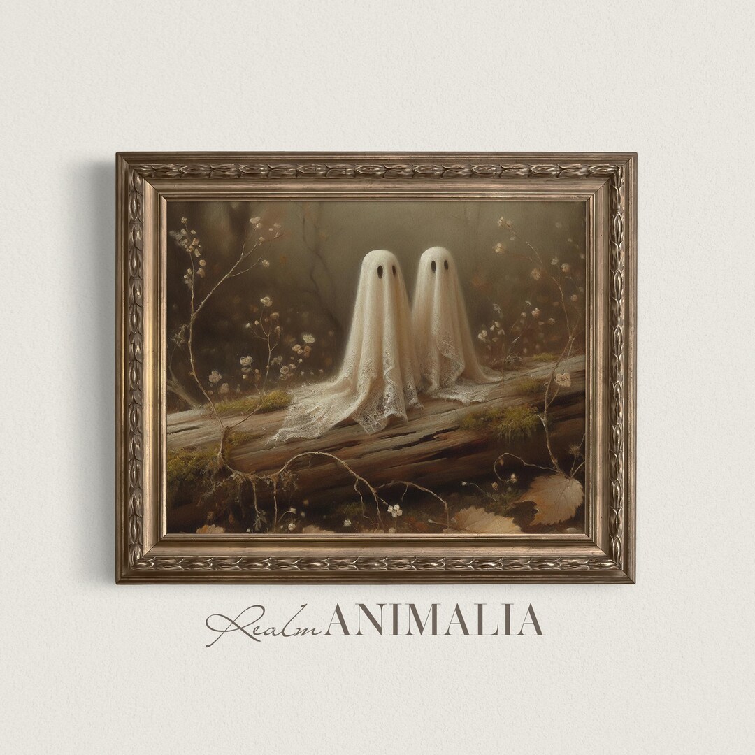 Victorian Ghosts Print: Neutral Halloween Woodland Cottagecore Art ...