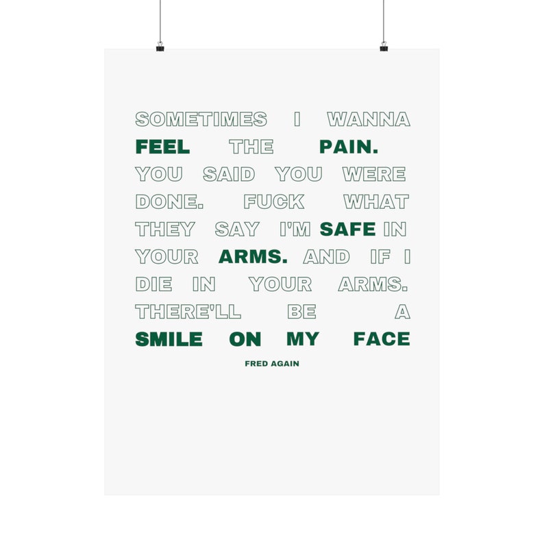 Fred Again Poster Danielle (smile on My Face) Lyrics, Matte Wall Art ...
