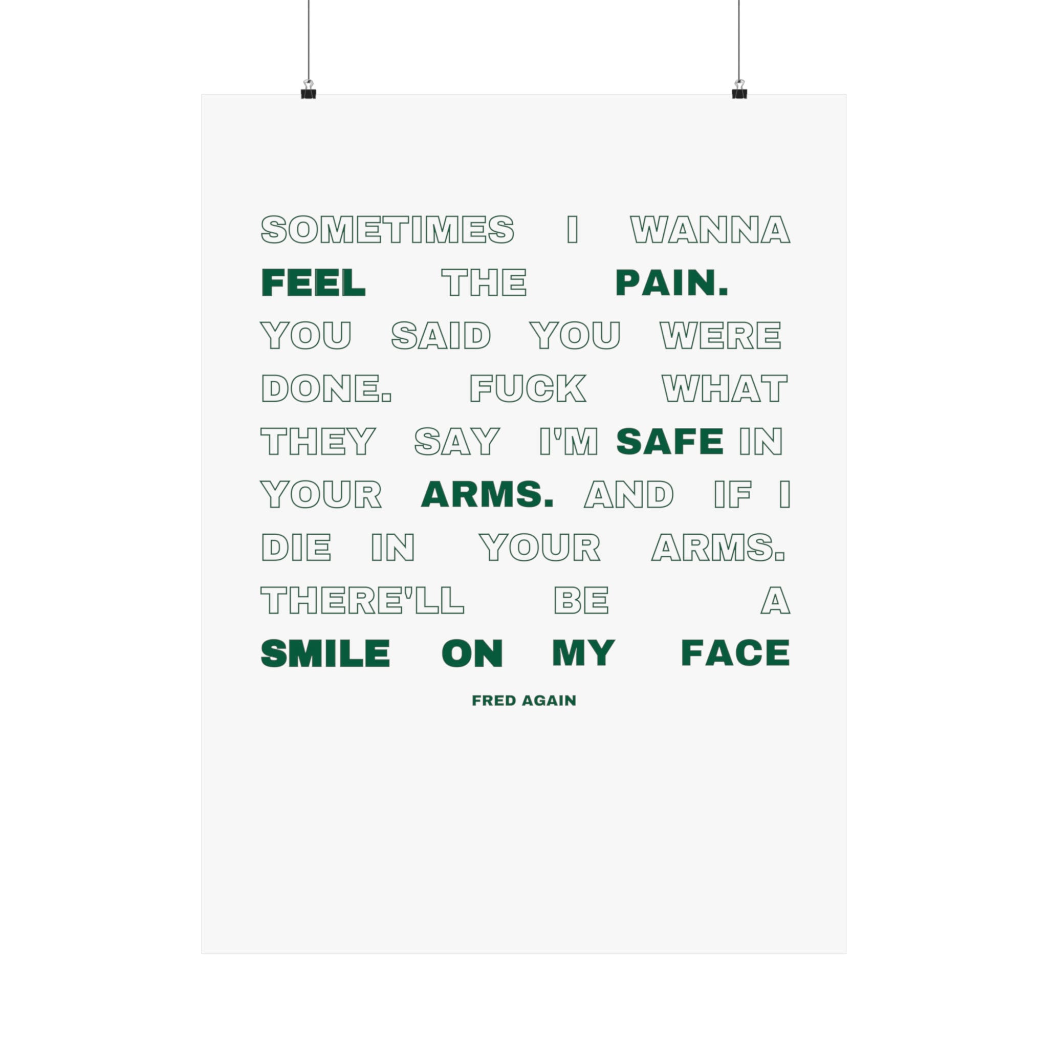 Fred Again Poster Danielle (smile on My Face) Lyrics, Matte Wall Art ...