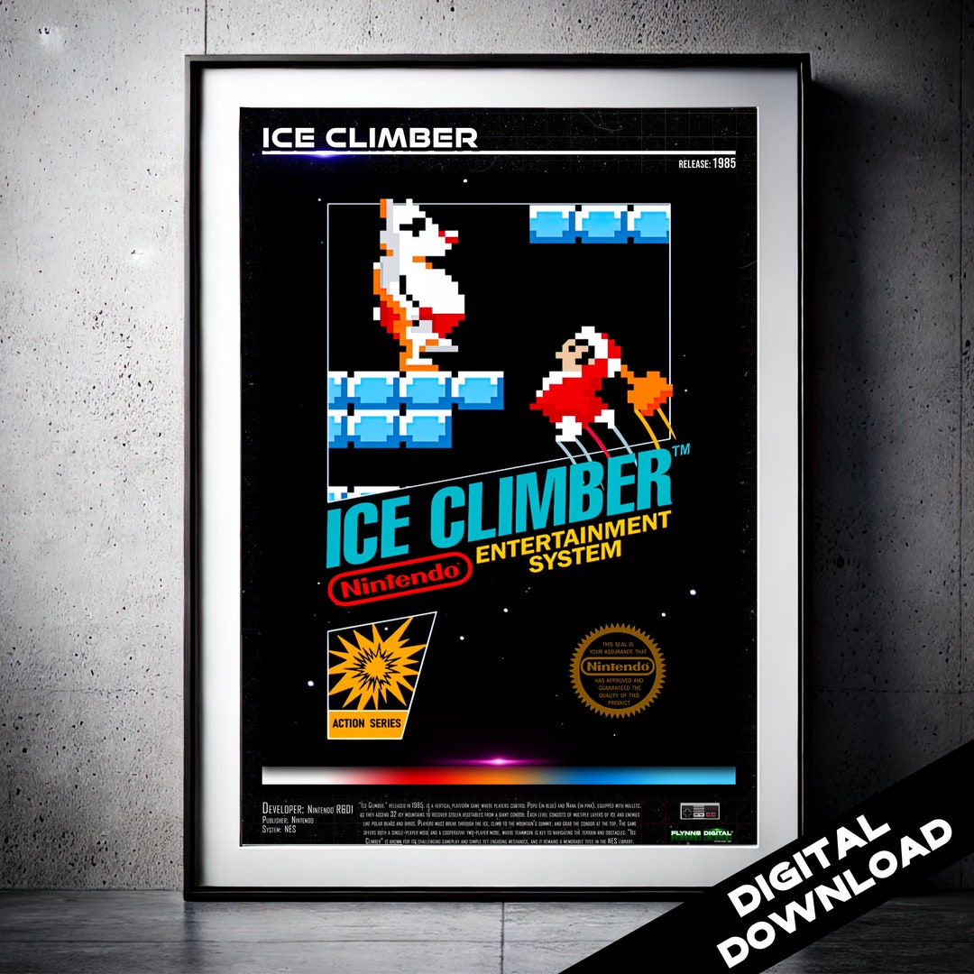 Digital Download Ice Climber NES Game Cover Art Poster NES Art, Retro ...