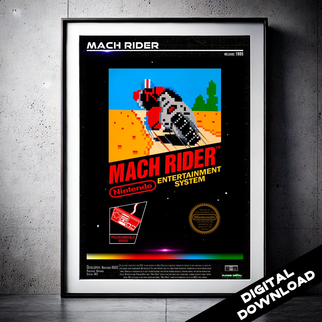Digital Download Mach Rider NES Game Cover Art Poster NES Art, Retro ...