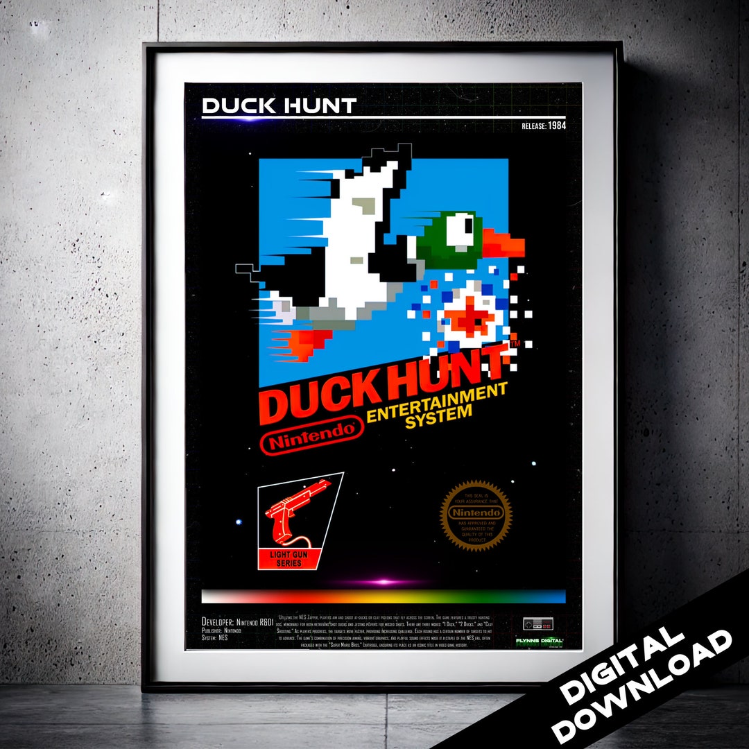 Digital Download Duck Hunt NES Game Cover Art Poster NES Art, Retro ...