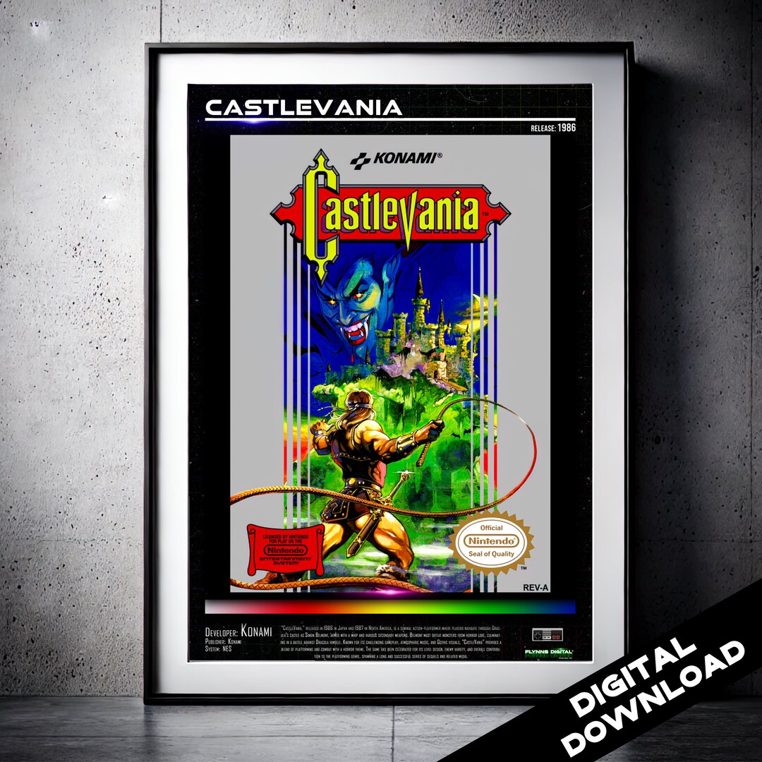 Digital Download Castlevania NES Game Cover Art Poster NES Art, Retro ...