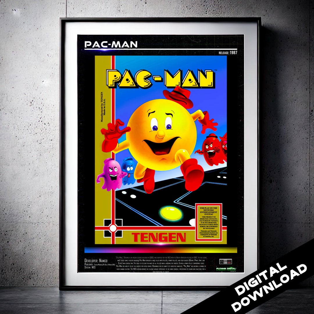 Digital Download Pac-man NES Game Cover Art Poster NES Art, Retro ...