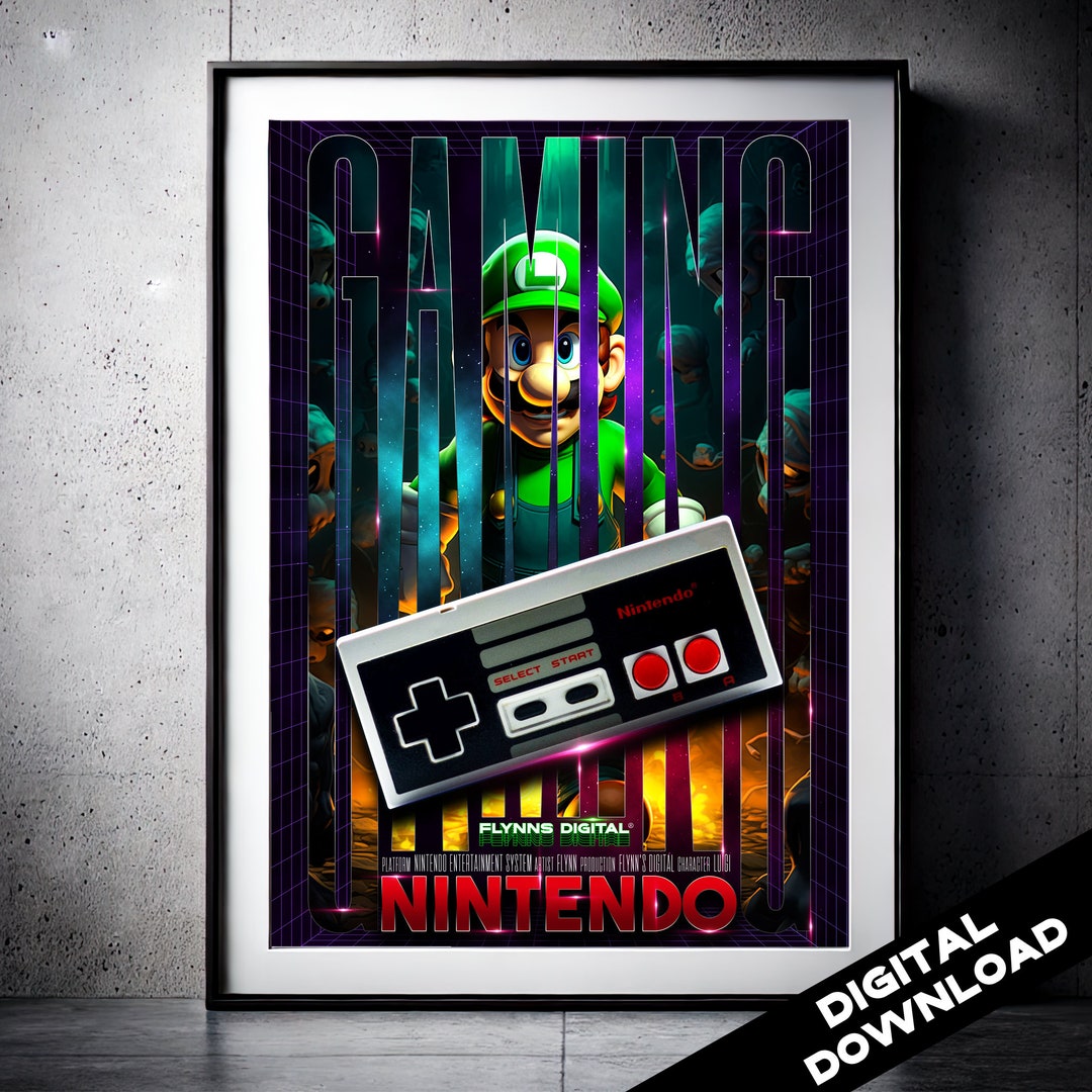 Digital Download Luigi NES Gaming Poster NES Art, Retro Gaming Poster ...