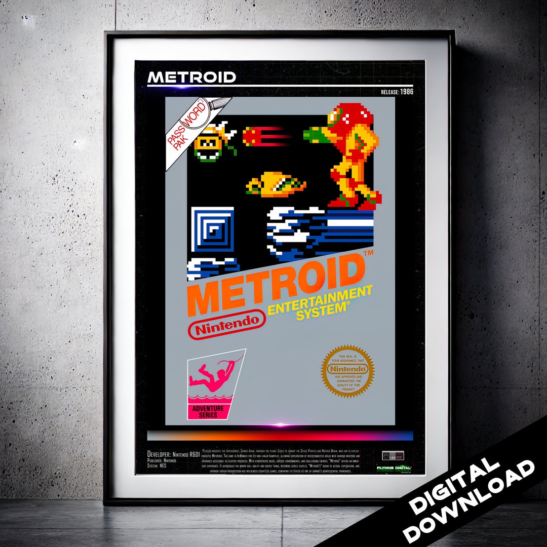Digital Download Metroid NES Game Cover Art Poster NES Art, Retro ...
