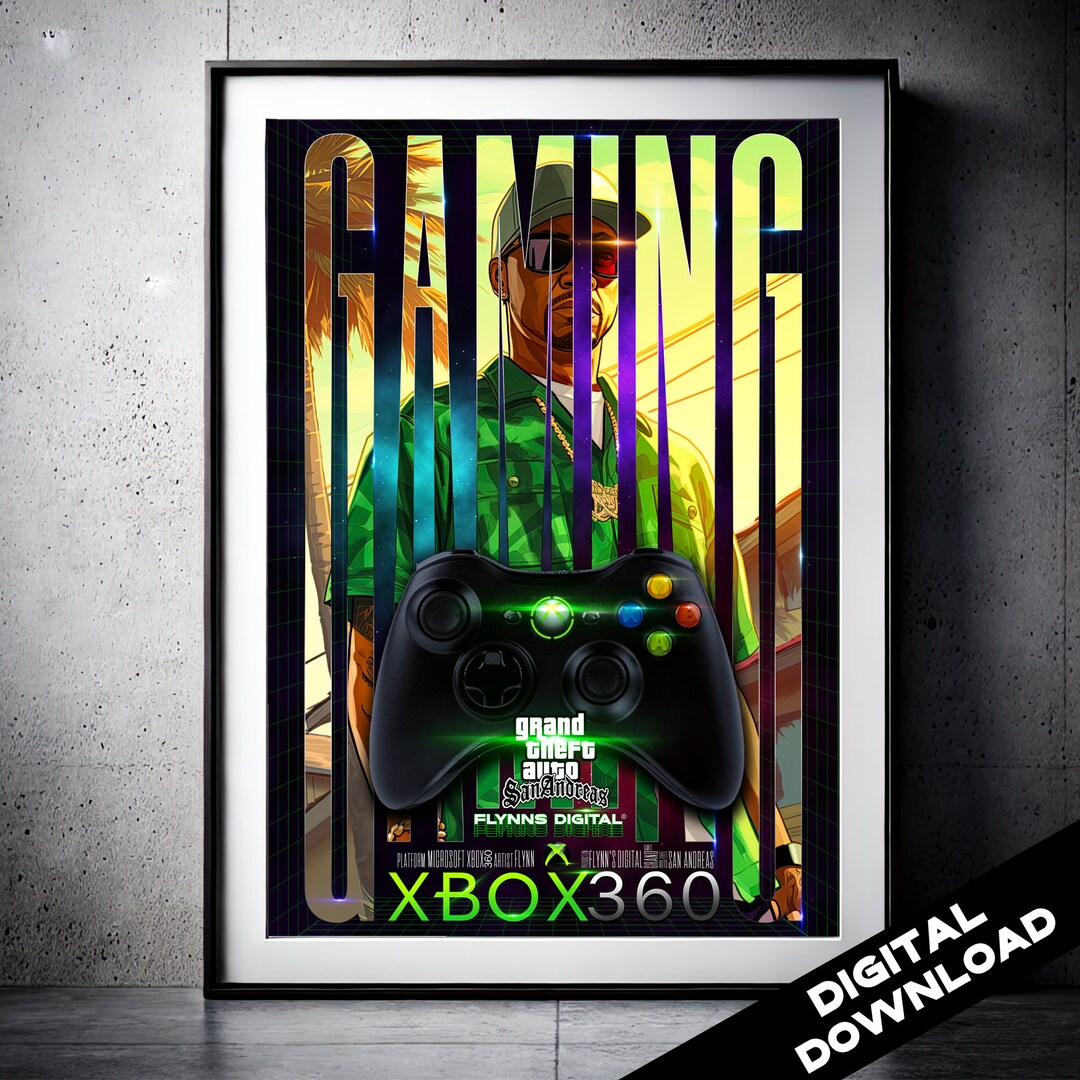 Digital Download Grand Theft Auto San Andreas Xbox 360 Gamer Poster GTA ...