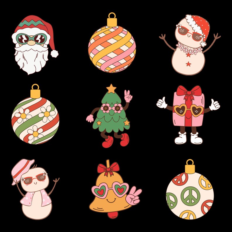 9 Retro Christmas Characters - Etsy