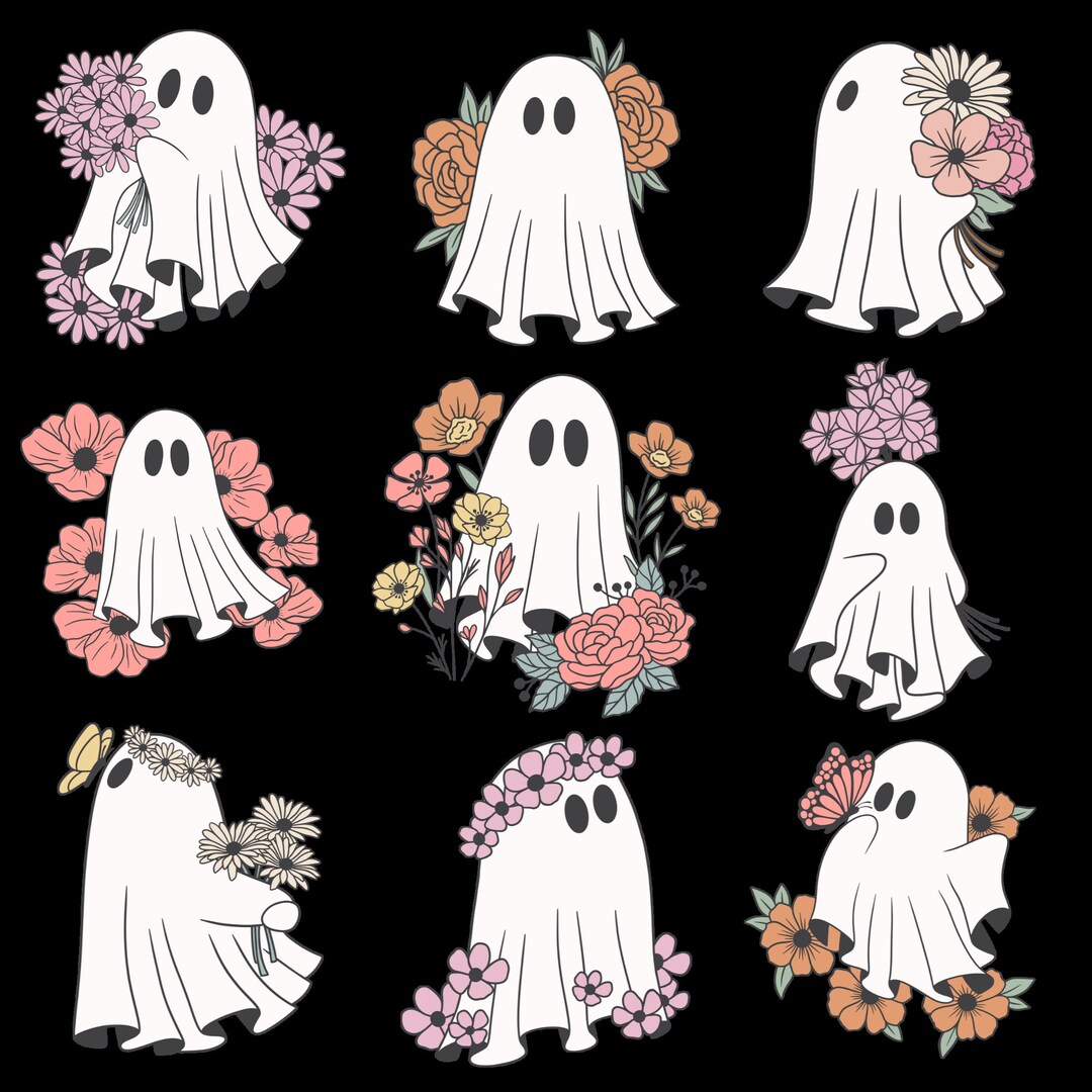 9 Floral Ghosts - Etsy