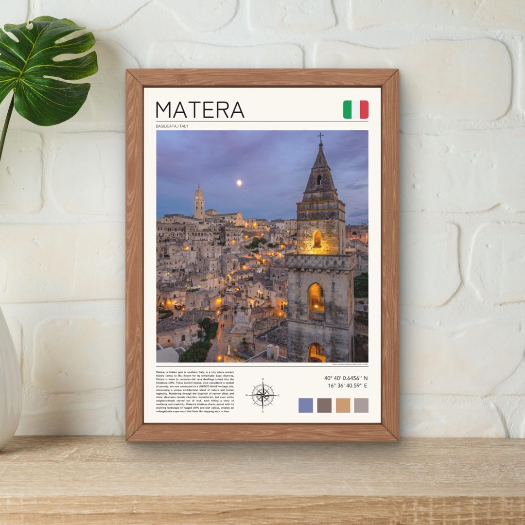 Matera Print, Matera Italy Wall Art, Matera Travel Print, Sassi Di ...
