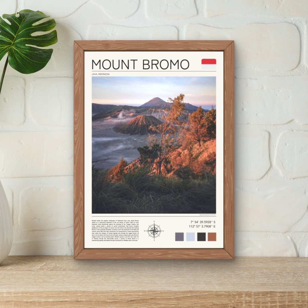 Mount Bromo Print, Java Wall Art, Mount Bromo Poster, Indonesia Travel ...
