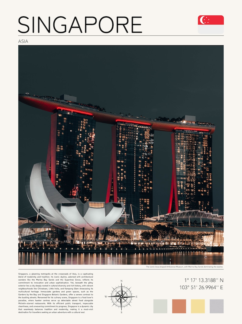 Singapore Print Singapore Poster Singapore Wall Art - Etsy