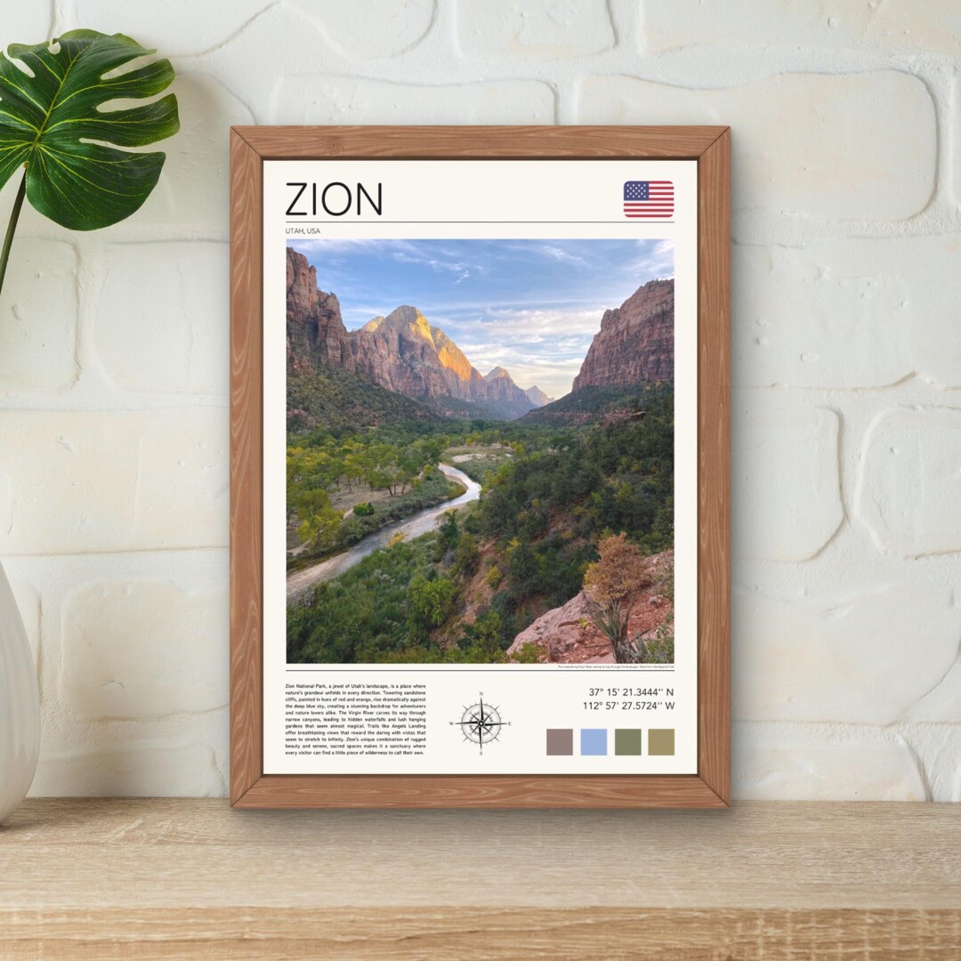 Zion National Park Print, Zion Utah Wall Art, Zion Art Print, National ...