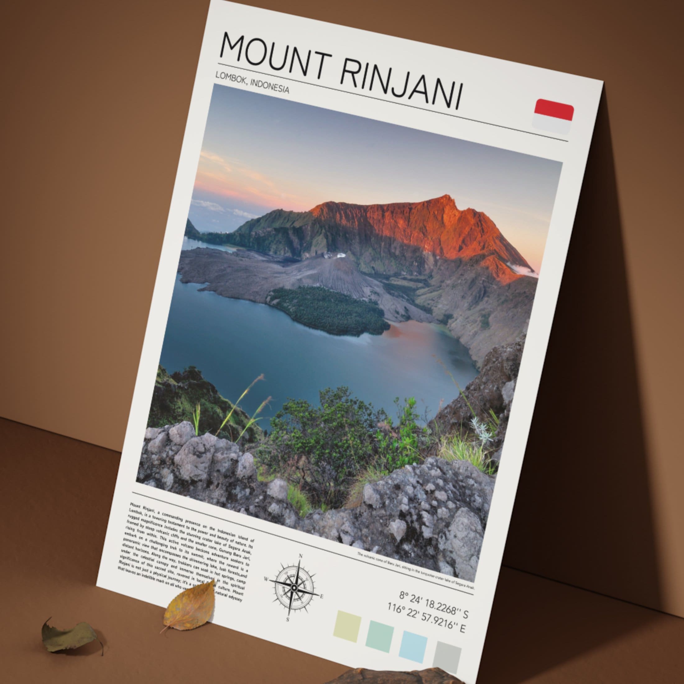 Mount Rinjani Print Lombok Wall Art Mount Rinjani Poster Indonesia ...