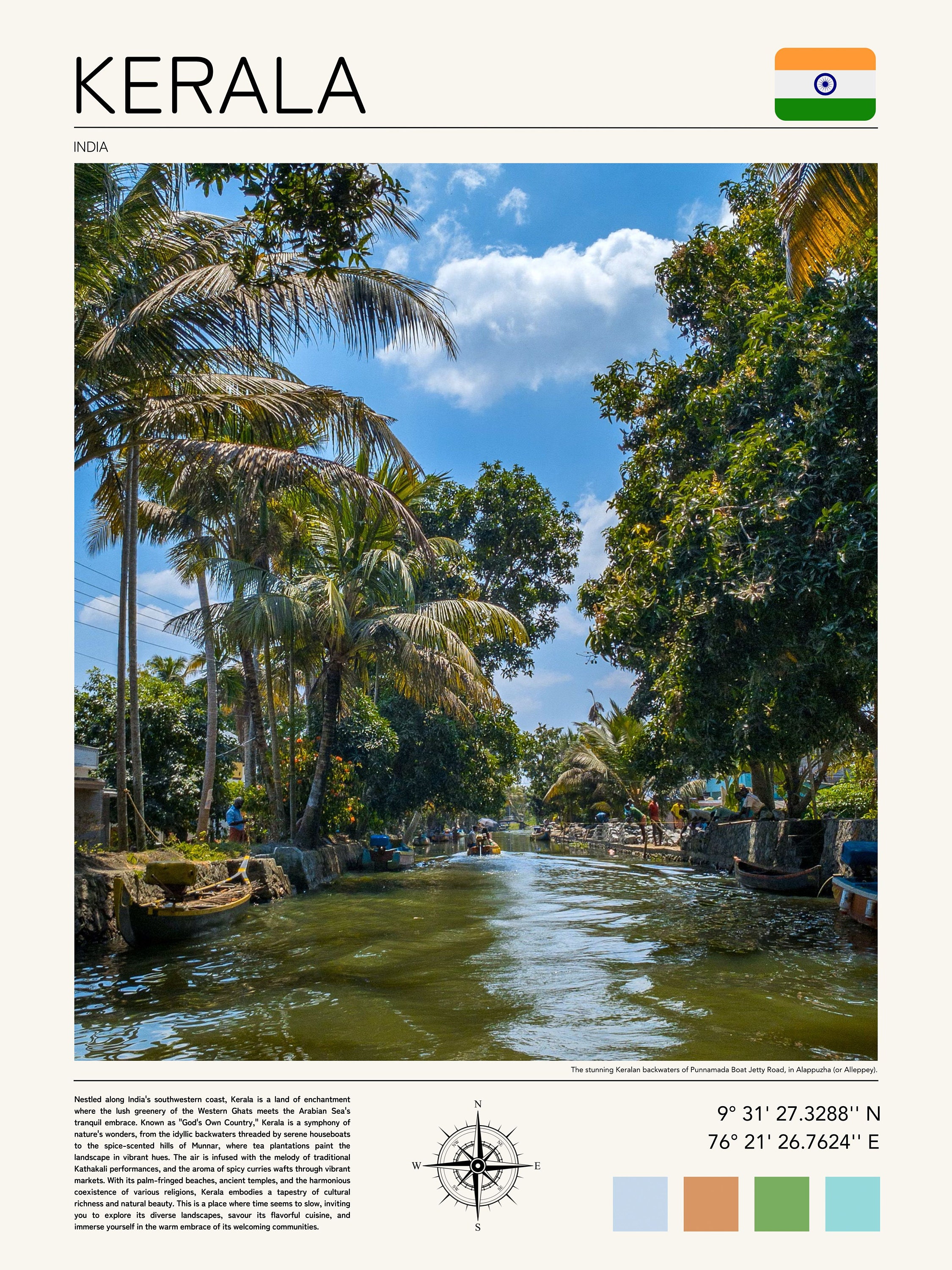 Kerala Poster Kerala Wall Art India Travel Print Kerala Digital Art ...
