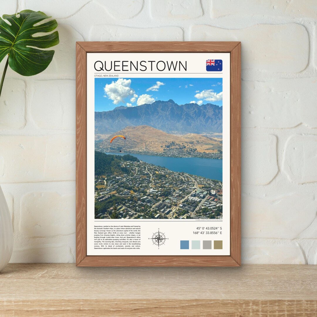 Queenstown Print, Queenstown Wall Art, New Zealand Travel Print ...
