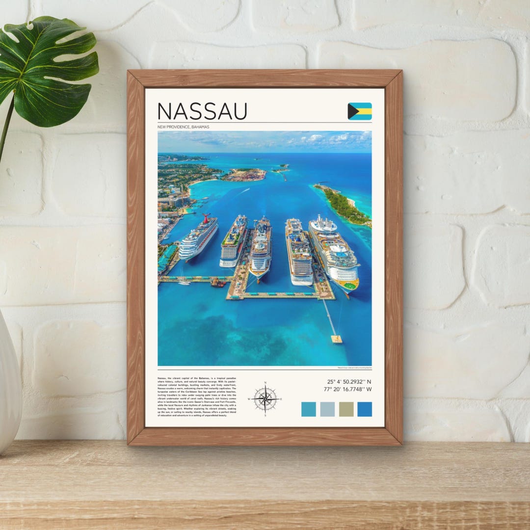 Nassau Print, Nassau Wall Art, Nassau Bahamas Poster, Caribbean Art ...