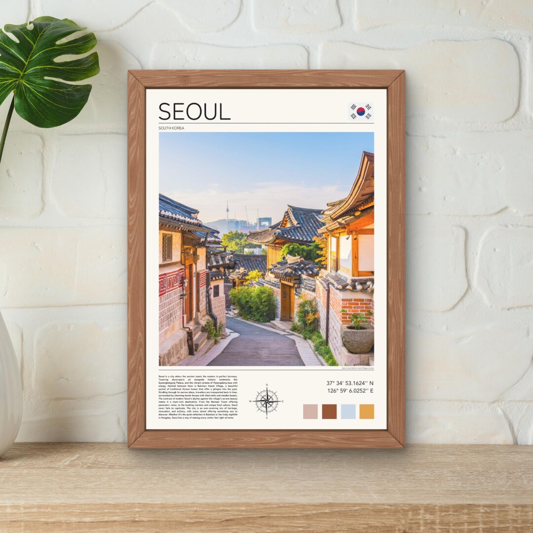 Seoul Print, Seoul Wall Art, Bukchon Hanok Village Print, Korea Hanok ...