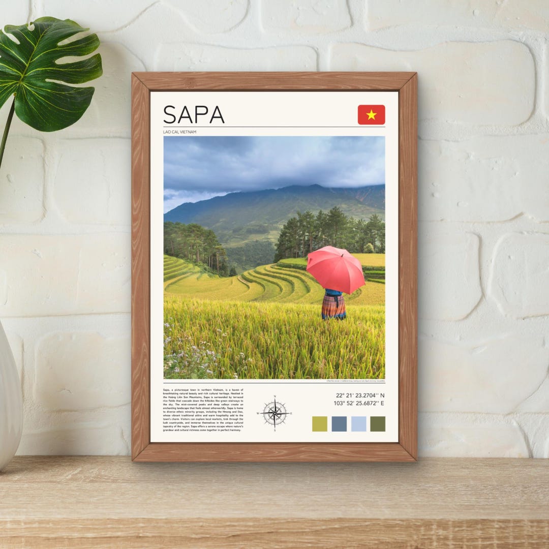 Sapa Print, Sapa Wall Art, Sapa Vietnam Poster, Sapa Rice Fields Print ...