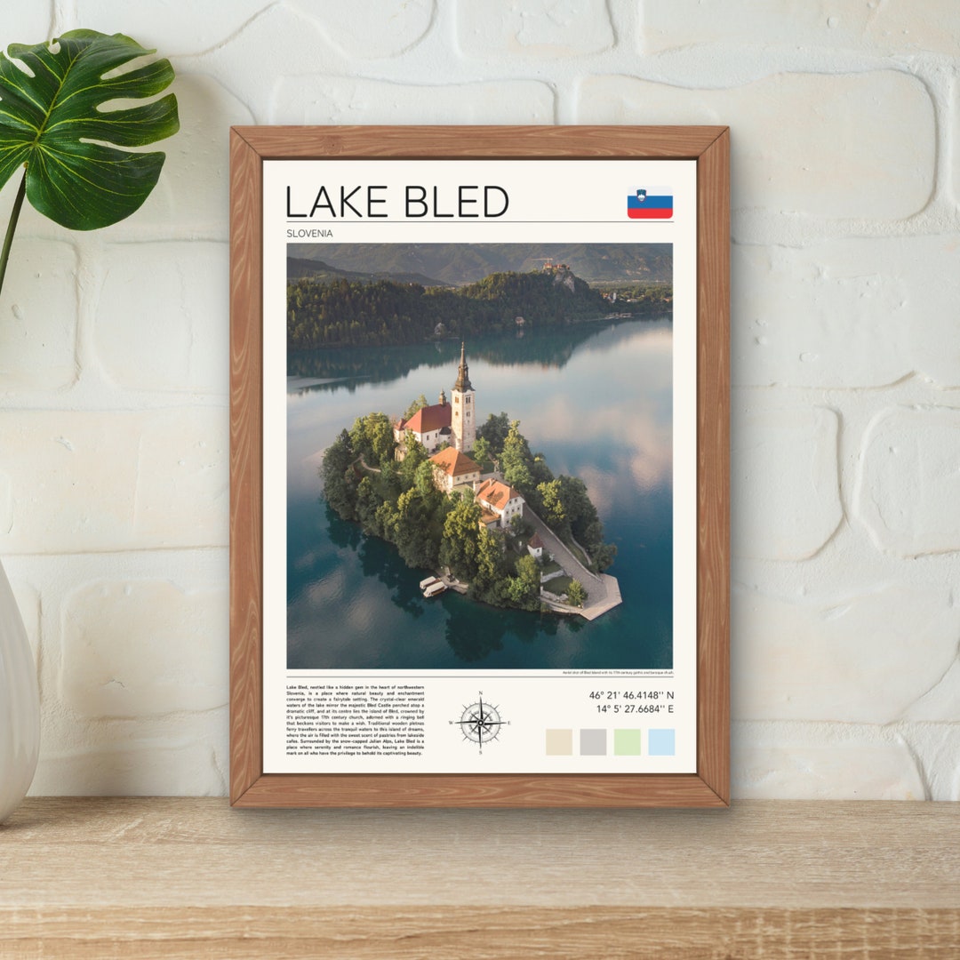Lake Bled Castle Art Print, Slovenia Travel Poster (digital Download ...