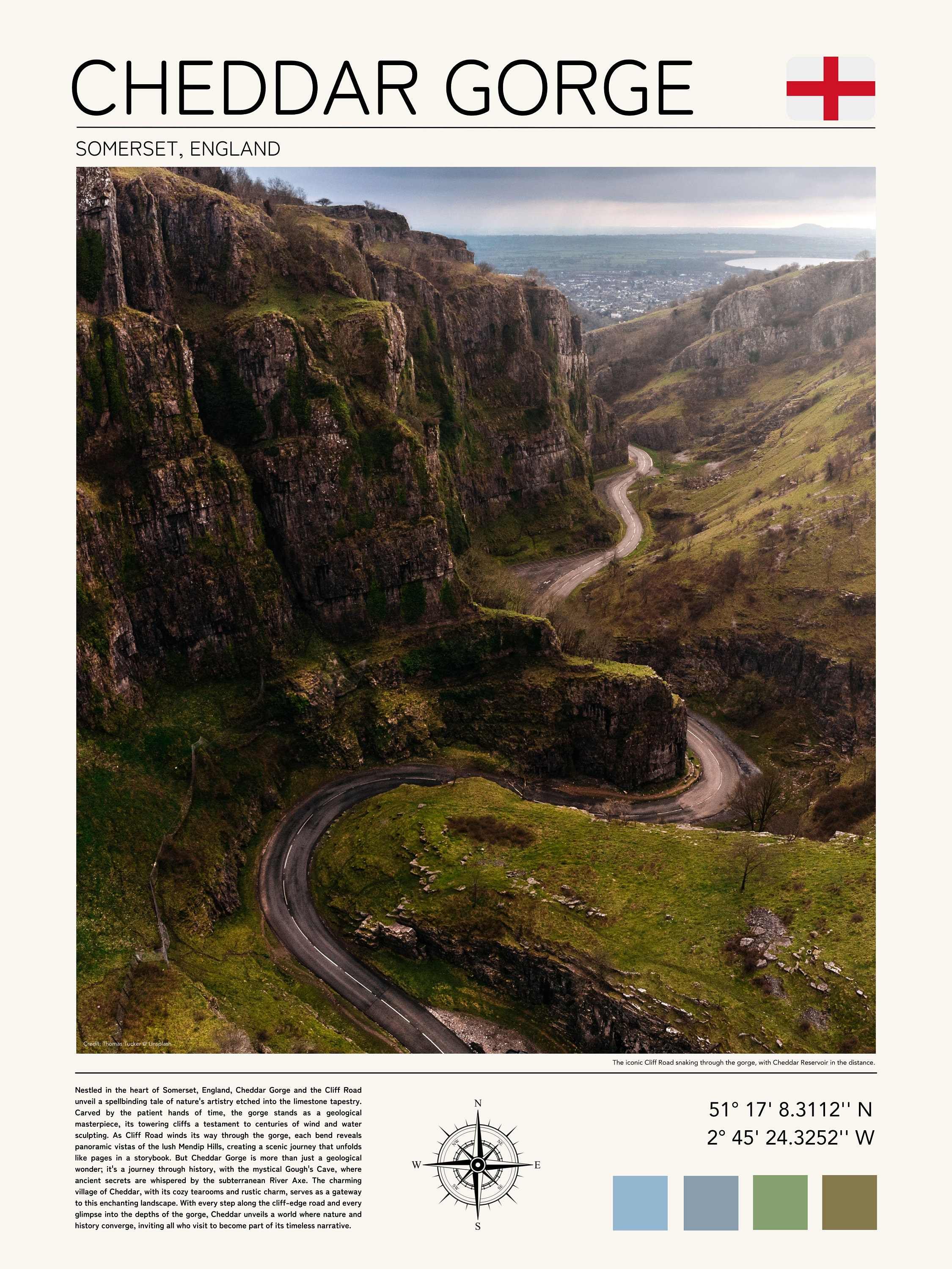 Cheddar Gorge Print Cheddar Gorge Wall Art Scenic Driving Road Art ...