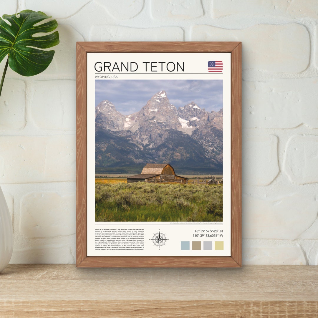 Grand Teton National Park Print, Mormon Row, Wyoming Art (digital ...