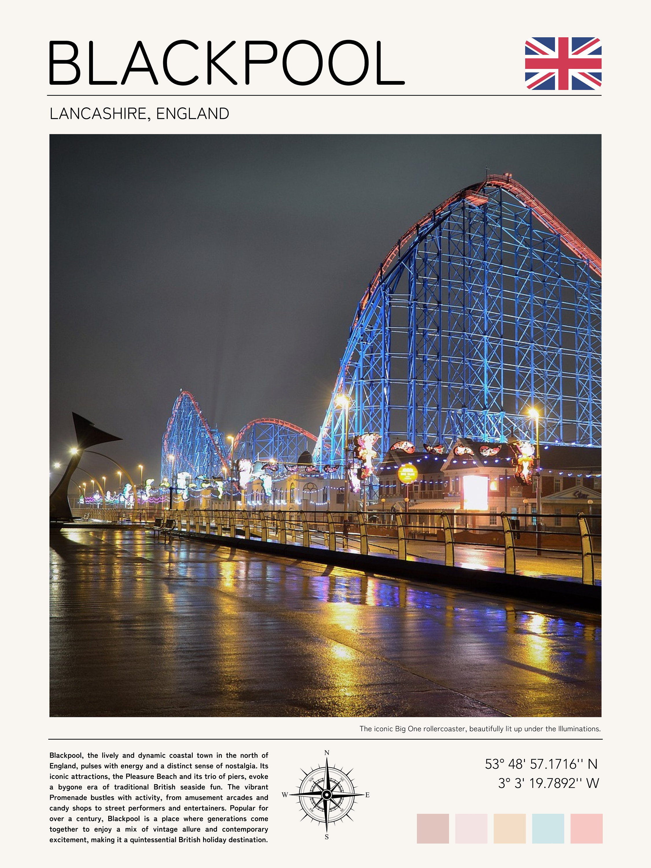 Blackpool Poster Blackpool Wall Art Blackpool Illuminations Blackpool ...