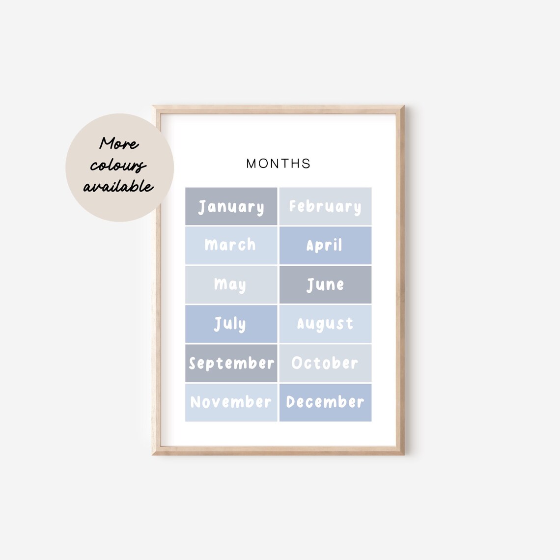 Months of the Year Educational Chart Nursery Classroom - Etsy