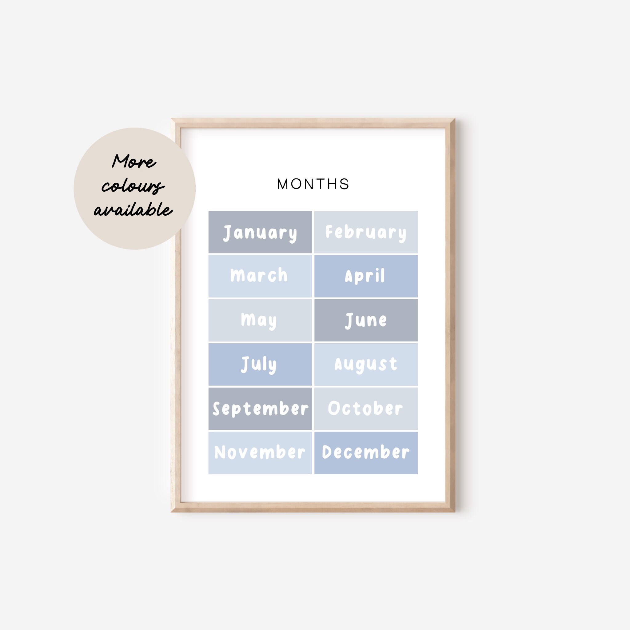 Months of the Year Educational Chart Nursery Classroom - Etsy