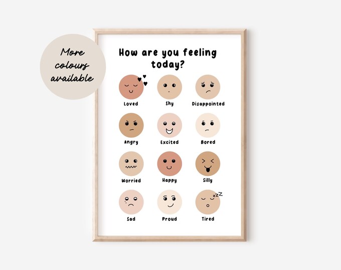 Feelings Chart Print, Kids Nursery, Playroom Decor, Classroom, Kids ...