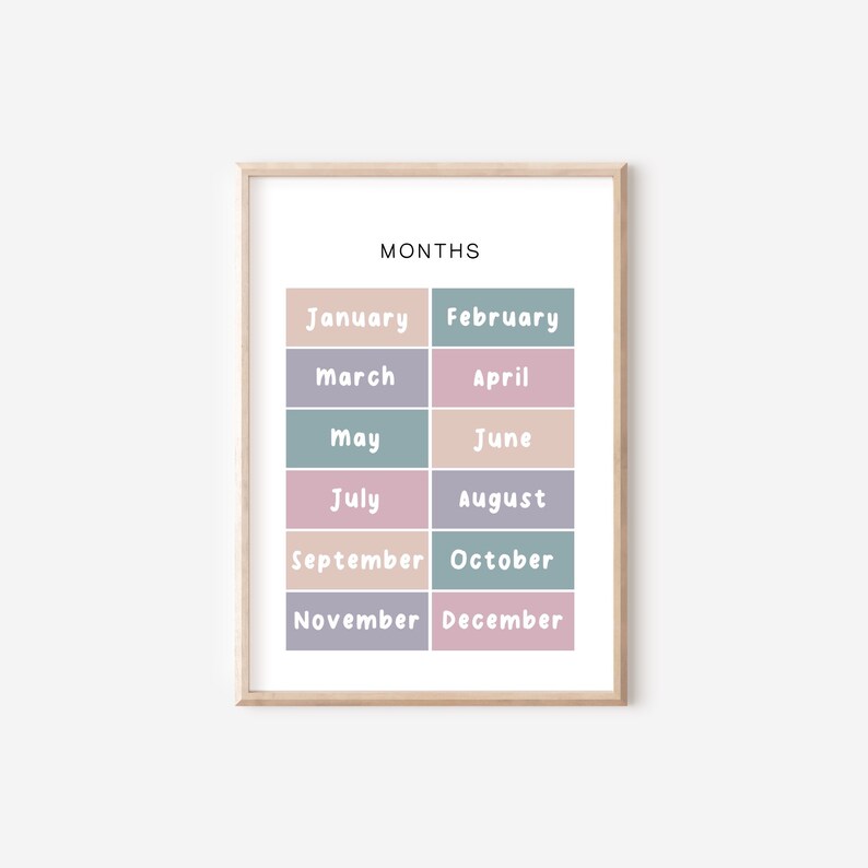 Months of the Year Educational Chart Nursery Classroom - Etsy