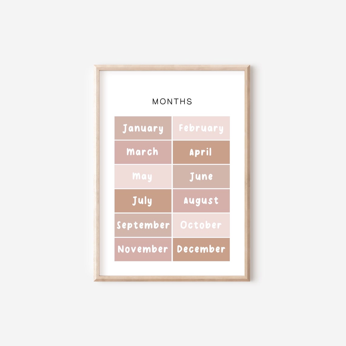 Months of the Year Educational Chart Nursery Classroom - Etsy