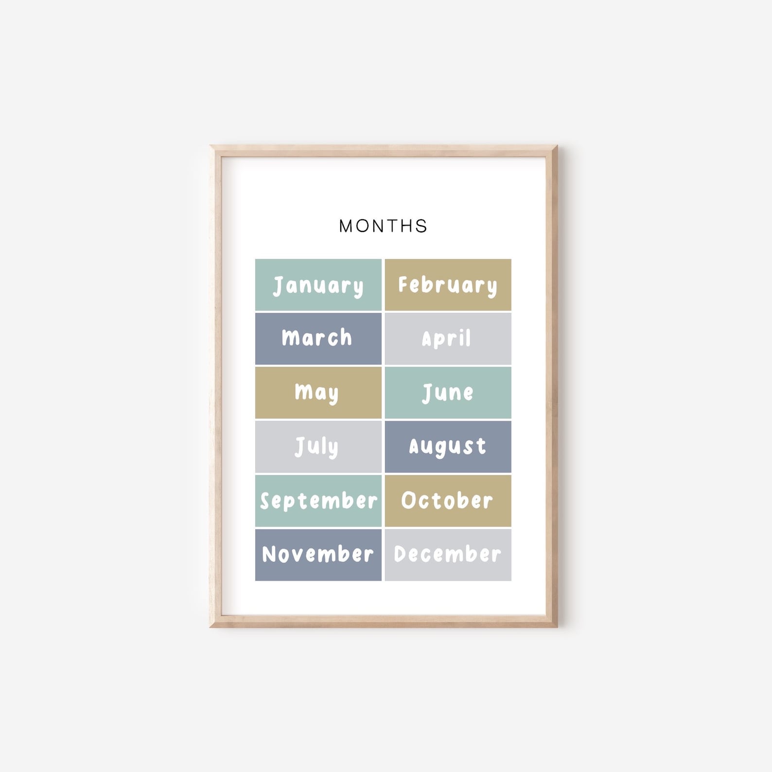 Months of the Year Educational Chart Nursery Classroom - Etsy