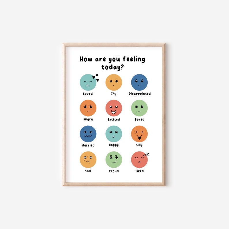 Feelings Chart Print Kids Nursery Playroom Decor Classroom - Etsy
