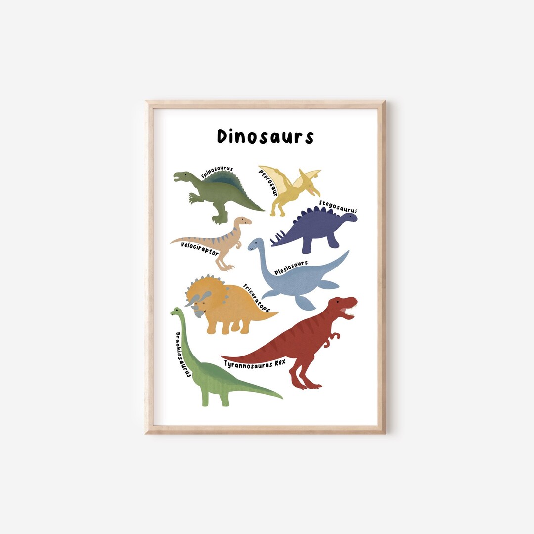 Dinosaurs Print Dinosaur Names Chart Boys Nursery Playroom - Etsy