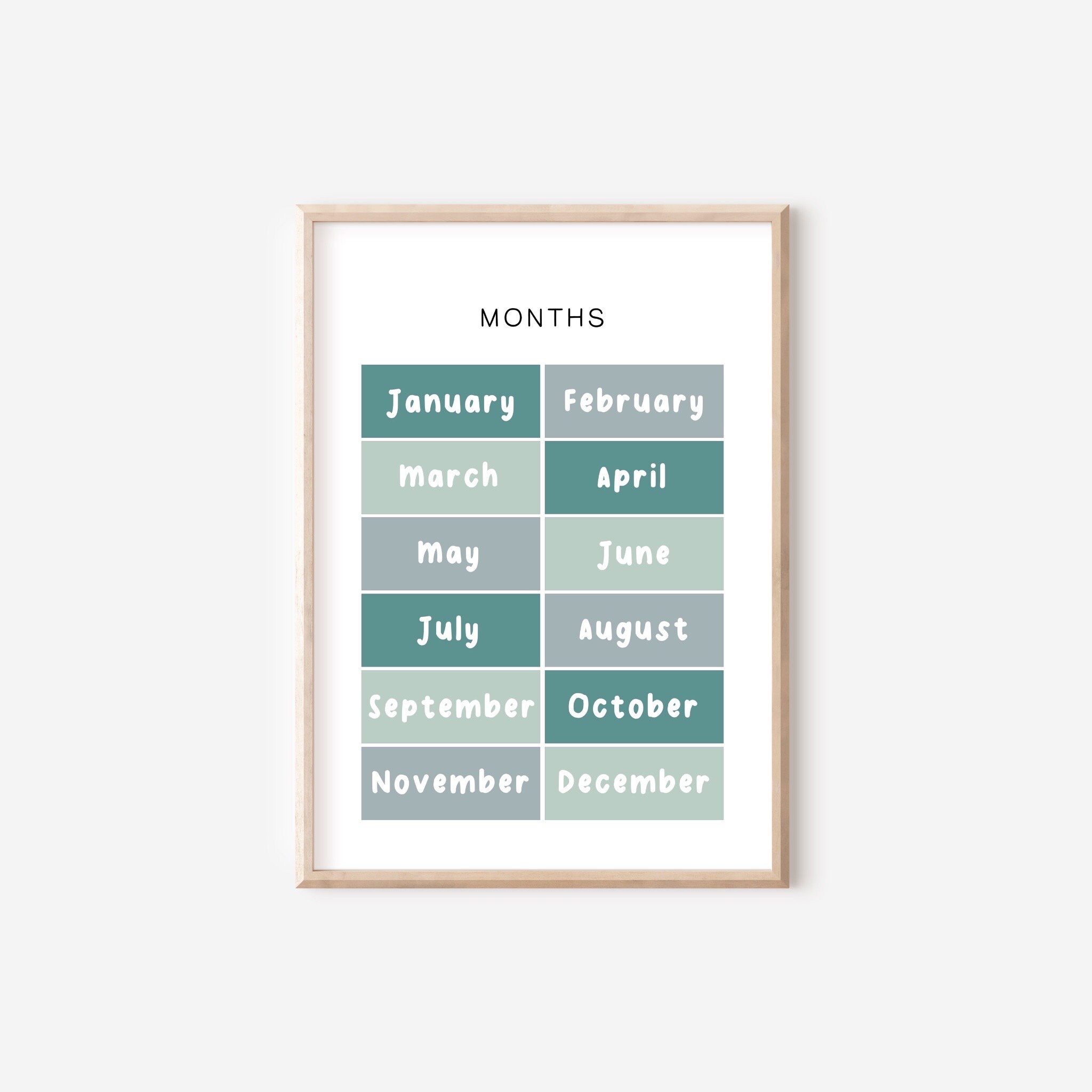 Months of the Year Educational Chart Nursery Classroom - Etsy