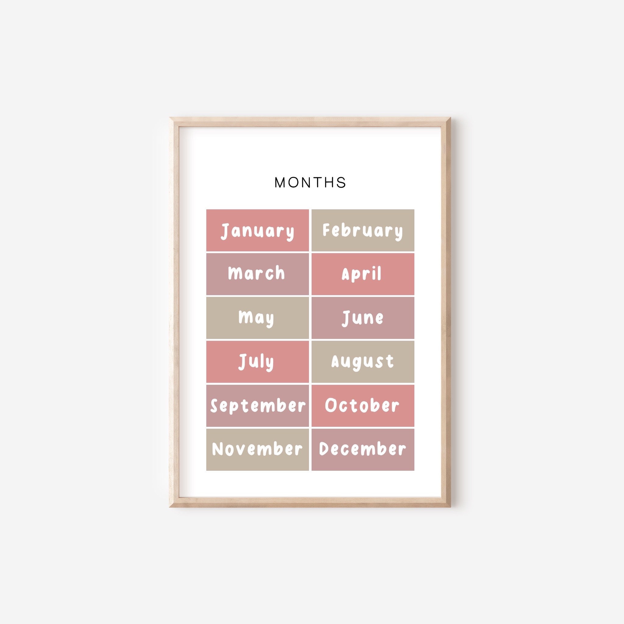 Months of the Year Educational Chart Nursery Classroom - Etsy