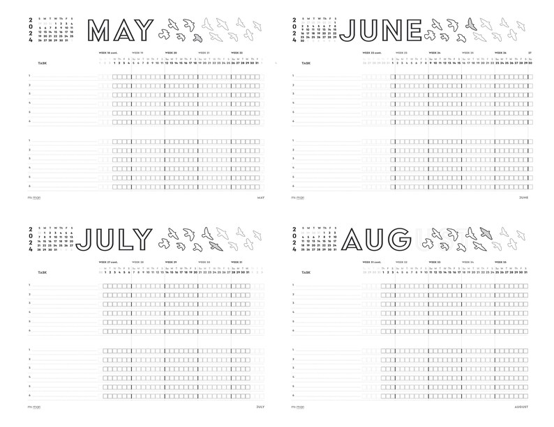 HABIT & TASK TRACKER printable Daily / Weekly / Monthly Calendar ...