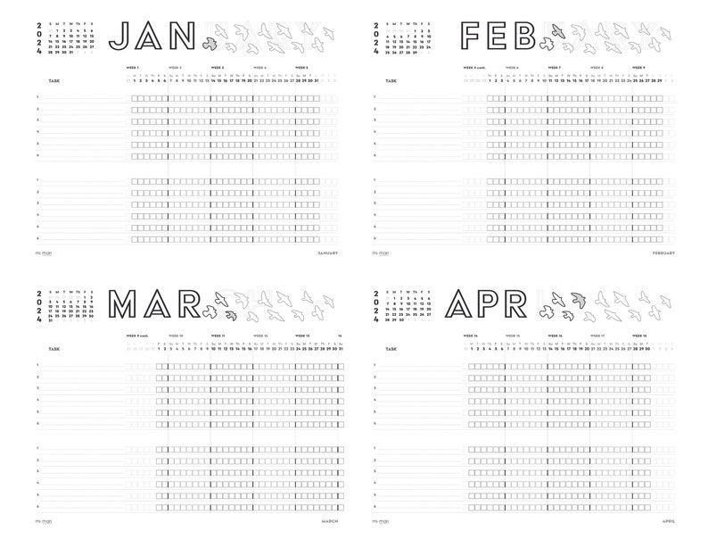 HABIT & TASK TRACKER printable Daily / Weekly / Monthly Calendar ...
