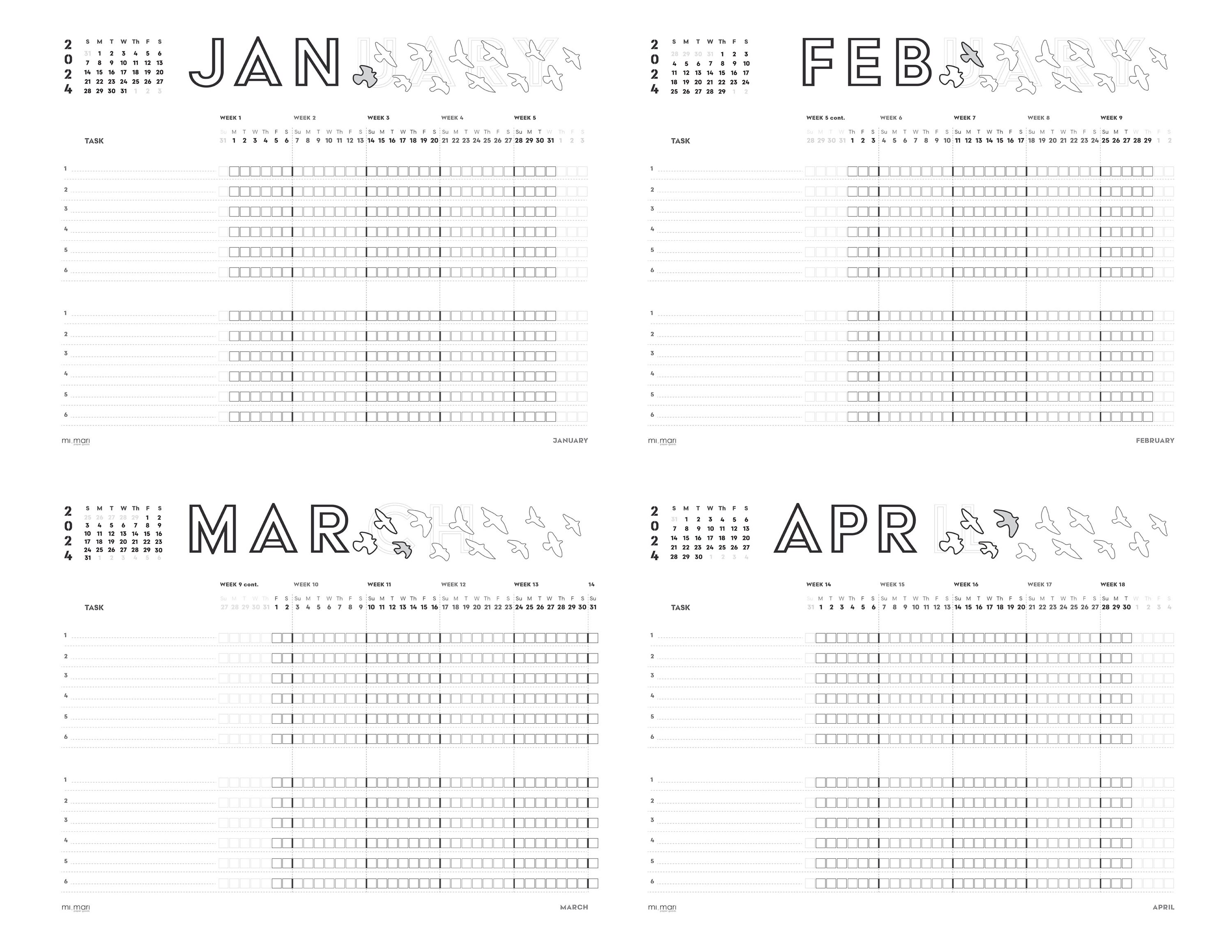 HABIT & TASK TRACKER printable Daily / Weekly / Monthly Calendar ...