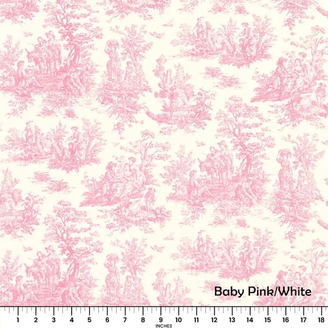 Soft Pink Toile White 54"wide Baby Girl Toile Fabric by the Yard Cotton ...