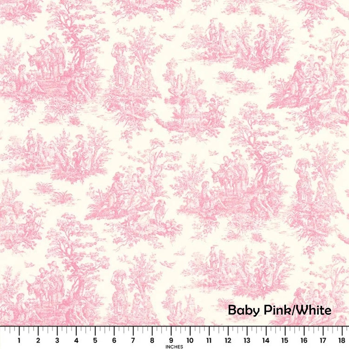 Soft Pink Toile White 54"wide Baby Girl Toile Fabric by the Yard Cotton ...