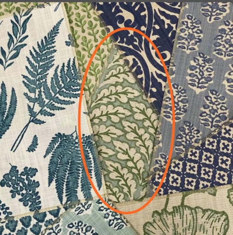 Green Leaf Print Fabric Spencer Tendril Green Slub Linen Natural ...