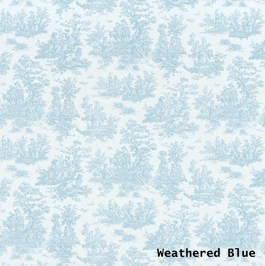 Blue Toile Weathered Blue Toile White 54"wide French Toile Fabric by ...