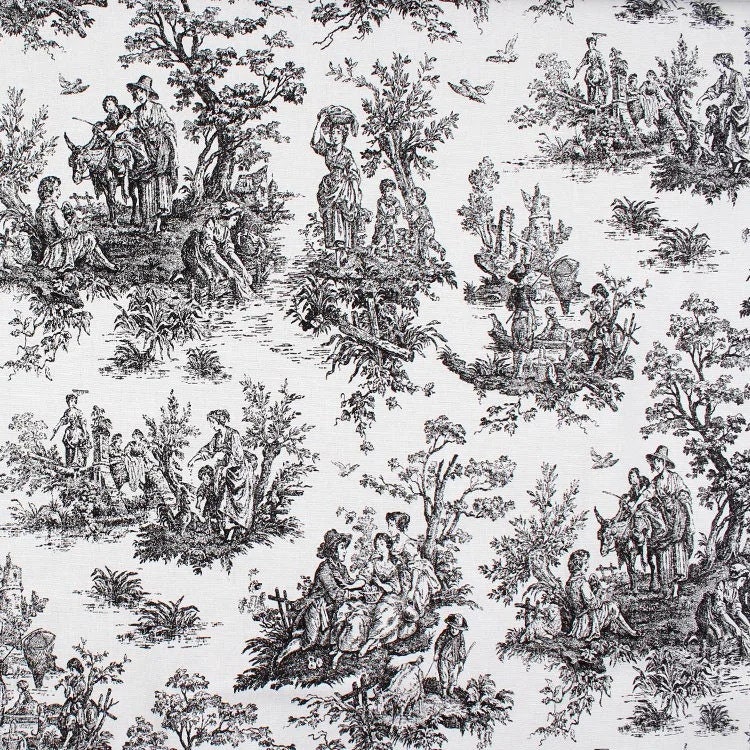 Premier Prints Black Toile White 54"wide Colonial Black White French ...